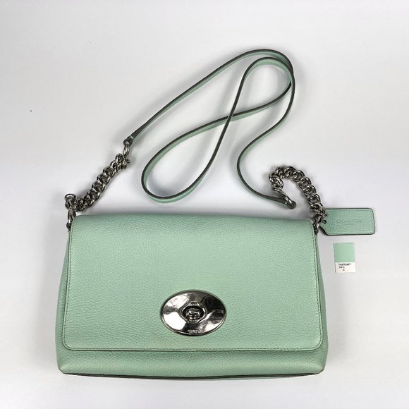 Coach | Bags | Coach Crossbody Pebble Grain Purse Seaglass Pantone 566c ...